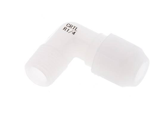 6x8mm & R1/4'' PVDF Elbow Hose Fitting with Male Threads 10bar/145psi | Tameson.co.uk