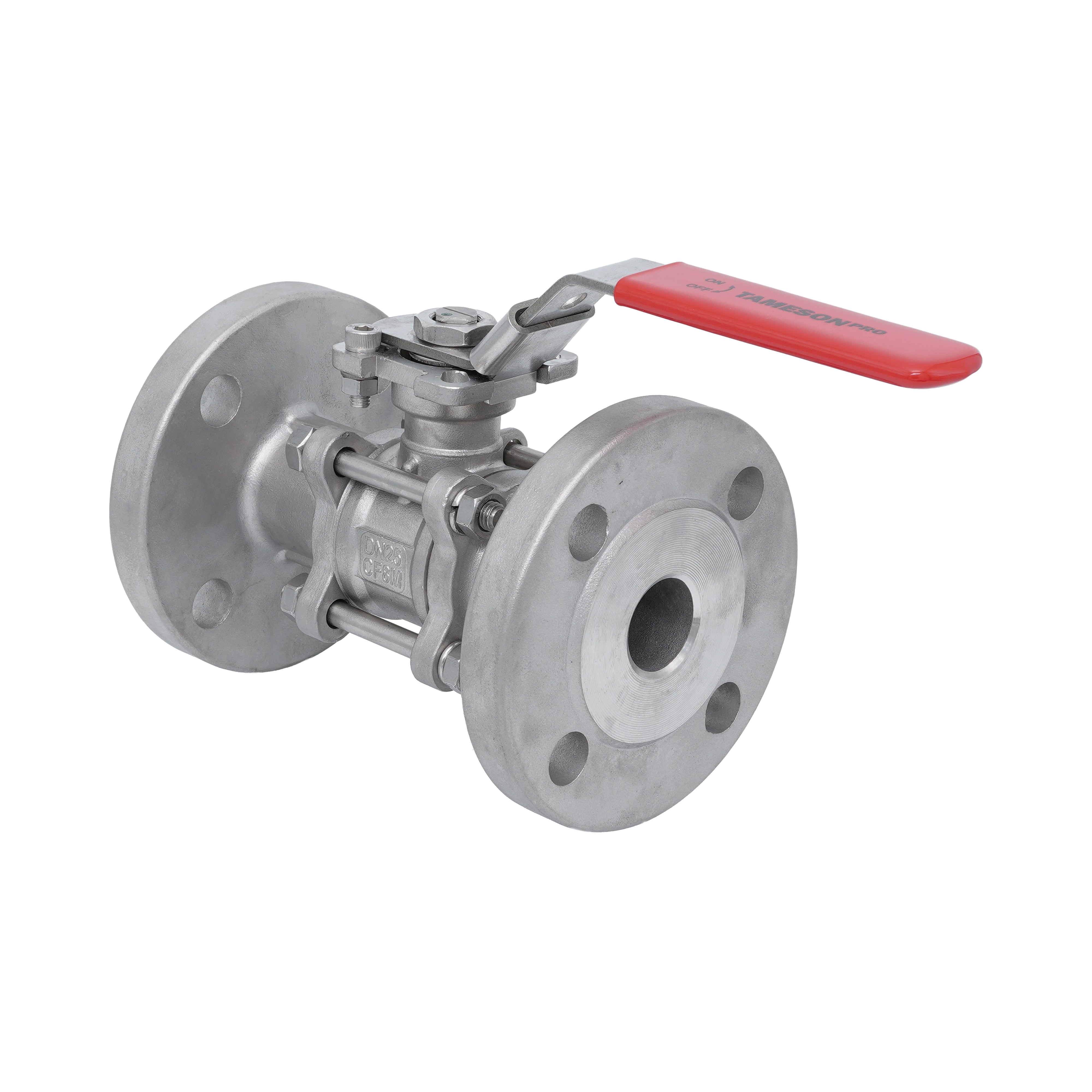 DN15 PN40 3-Piece 2-Way Stainless Steel Flanged Ball Valve PTFE ISO-To ...