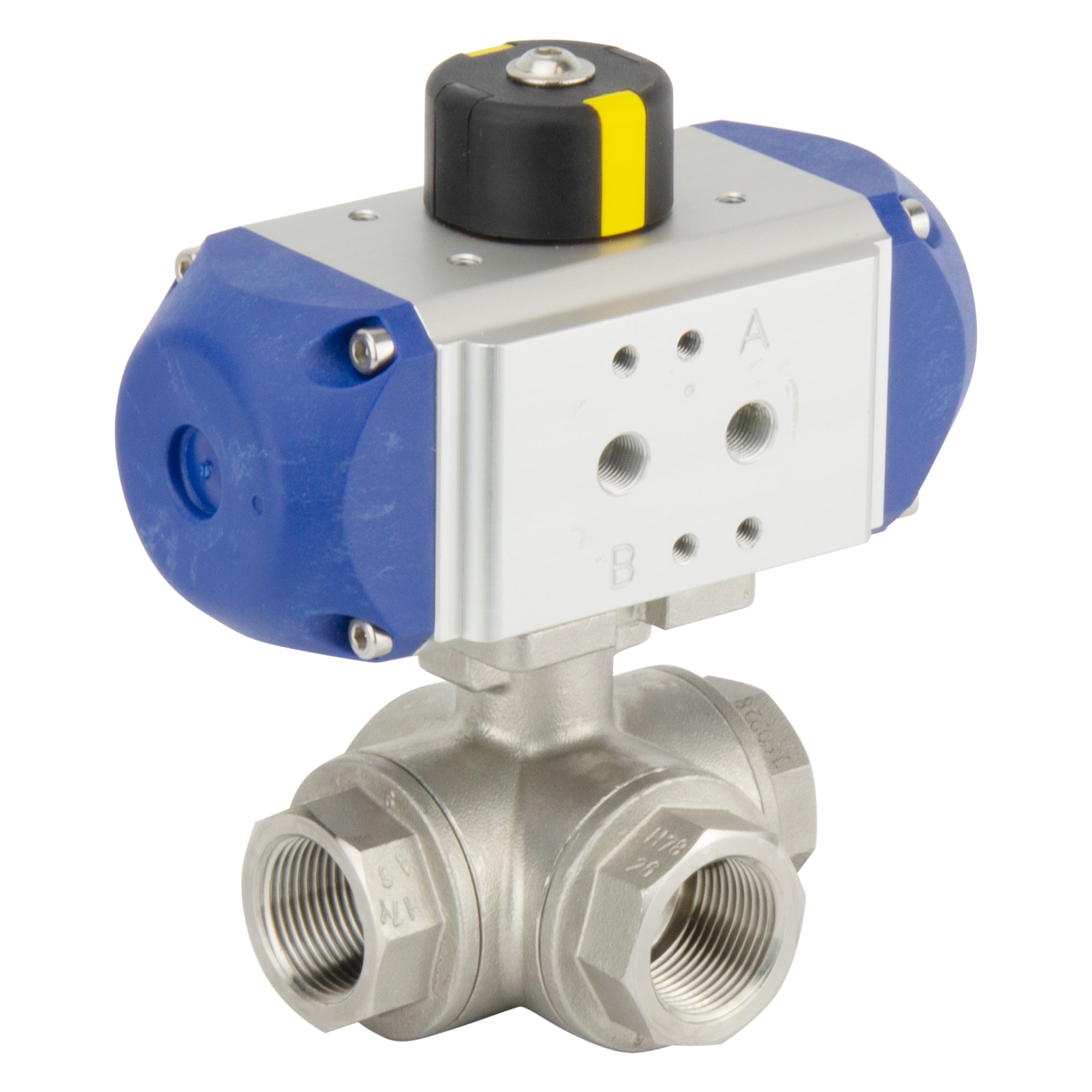 G1/4'' 3-Way T-port Stainless Steel Pneumatic Ball Valve Double Acting ...