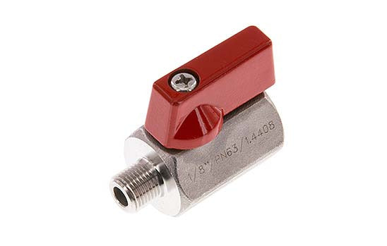 Male To Female G 1/4 inch 2-Way Stainless Steel Mini Ball Valve 63 Bar | Tameson.co.uk