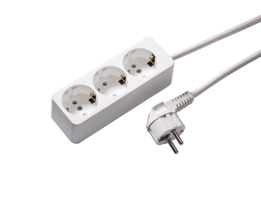 Martin Kaiser 3-Way Socket With Earthing Contact Cable 3M Arctic White ...