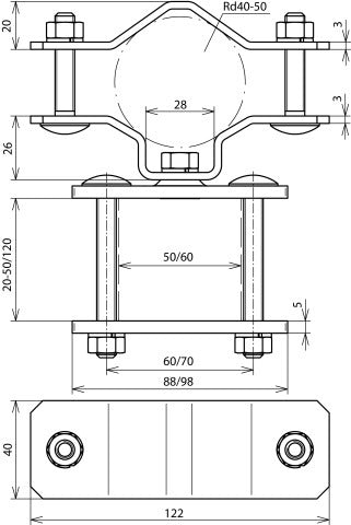 Dehn Stainless Steel Rail Clamp For D50mm Pipes And D50x50mm Profile ...