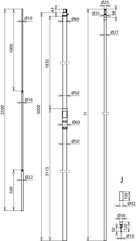 DEH HVI Power Conductor D 27mm L5000 With Air Terminals Kit - 819433 ...