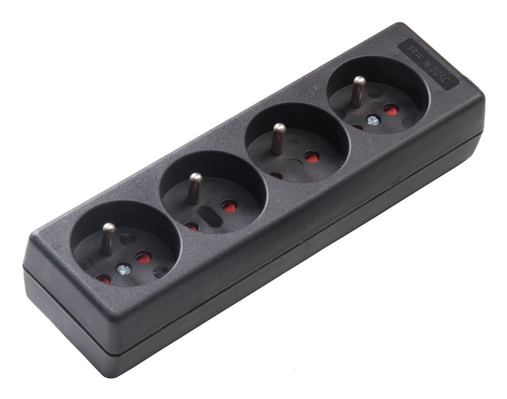 Martin Kaiser 4-Way Black Socket With Earthing Pin And Shutter ...