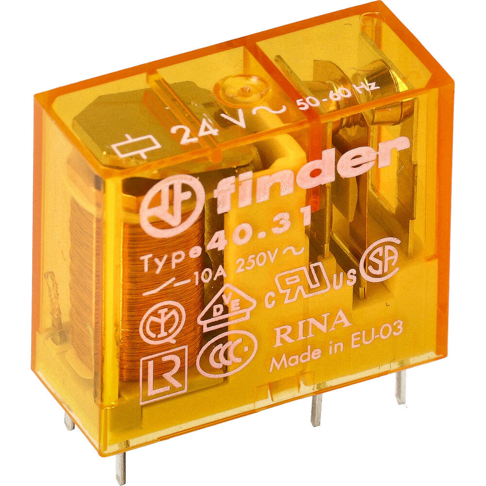 Finder 40.31 PCB Relay 10A 24VAC Single Pole - 40.31.8.024.0000 ...