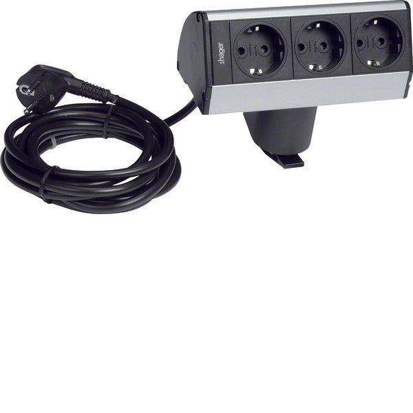Hager Desktop Power Module 3 Schuko Outlets Anodized (European Socket ...