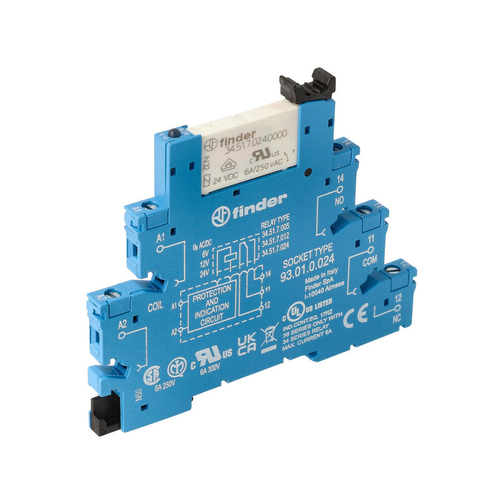Finder Interface Relay 6A 24V AC/DC With Socket - 38.51.0.024.0060S ...