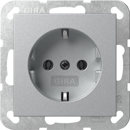 Gira System 55 Aluminum SCHUKO Socket 16A 250V - 446626 | Tameson.co.uk