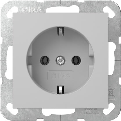 Gira System 55 Schuko Socket Outlet Grey Matt - 4466015 | Tameson.co.uk
