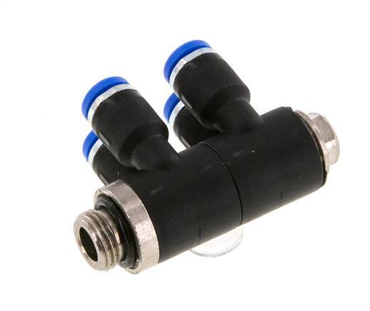 4mm x G1/8'' 4-way Manifold Push-in Fitting with Male Threads Brass/PA ...