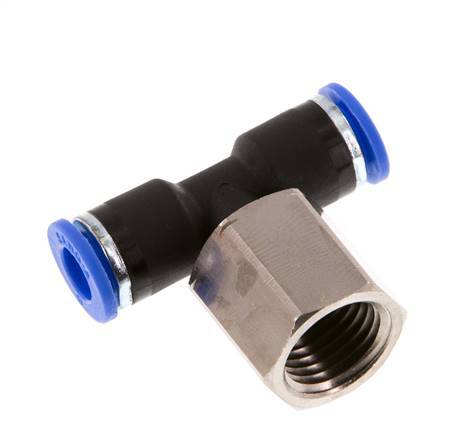 6mm x G1/4'' Inline Tee Push-in Fitting with Female Threads Brass/PA 6 ...