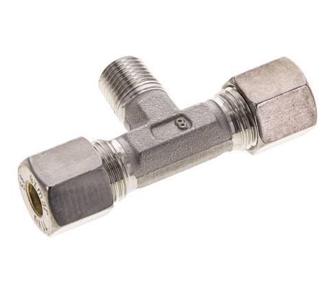 8S & R1/4'' Stainless Steel T-Shape Tee Compression Fitting with Male ...
