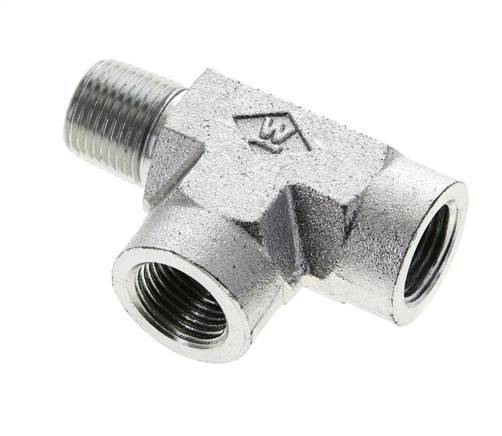Tee Fitting 3/8'' NPT Male x Female Steel 210bar (2950.5psi) | Tameson ...