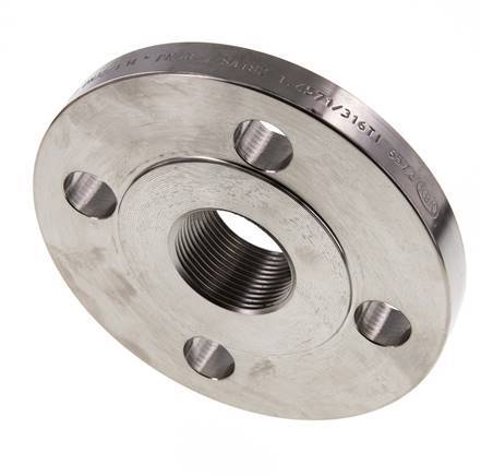 Threaded Flange DN20-PN16 (EN) Rp 3/4'' Stainless Steel 1.4571 EN 1092 ...