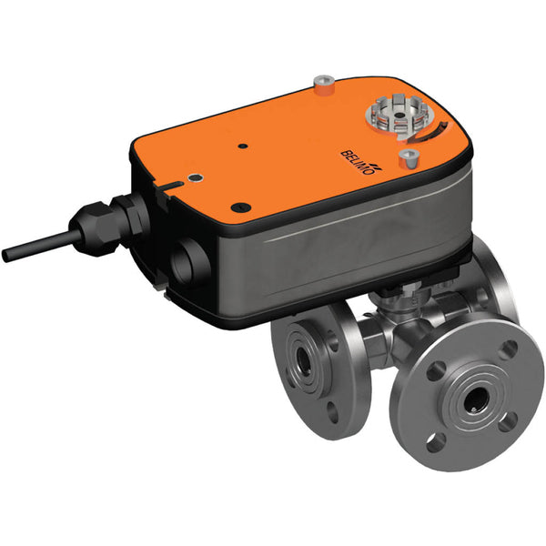 Belimo 3-Way Ball Valve DN20 Flange Kvs32 230VAC Fail-Safe NO 75s 2-point 4Nm IP54 SPDT R7020R ...